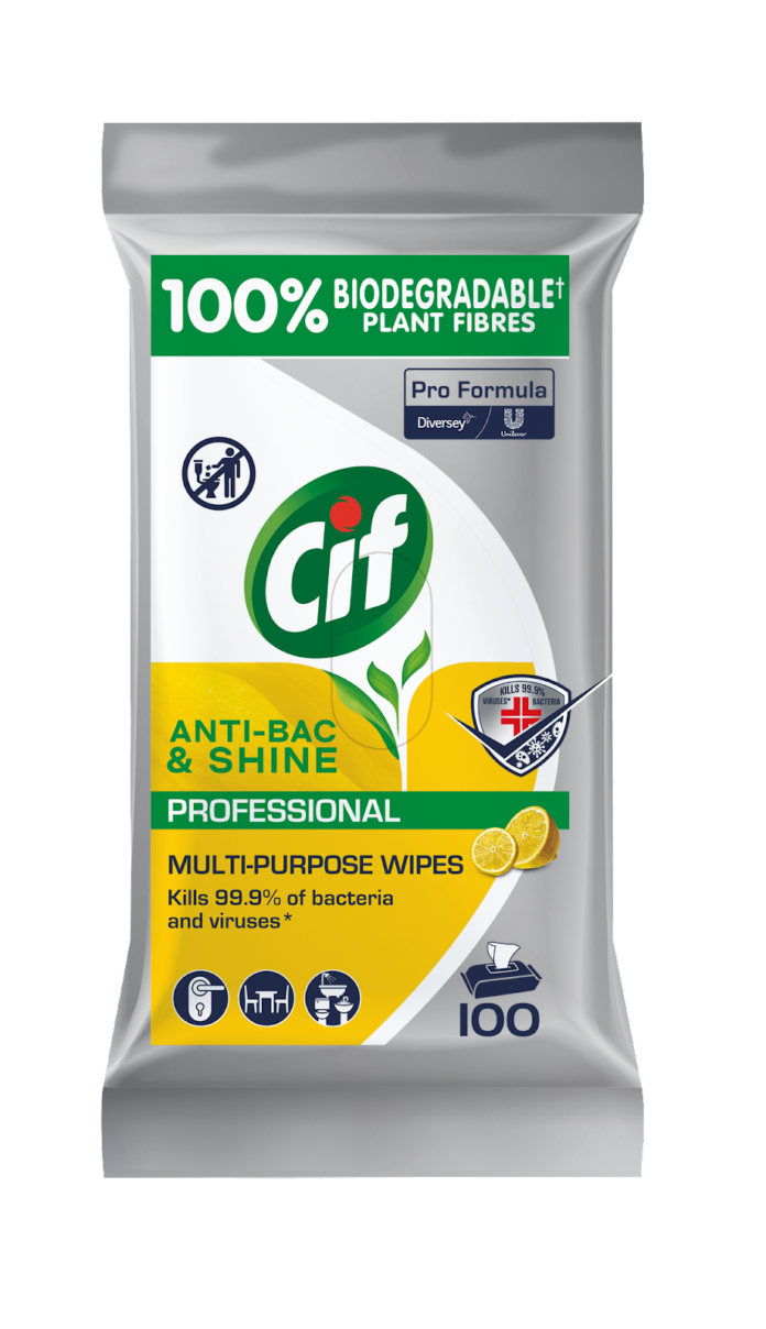 Cif Pro Formula Anti-Bac & Shine Biodegradable Cleaning Wipes - Better ...